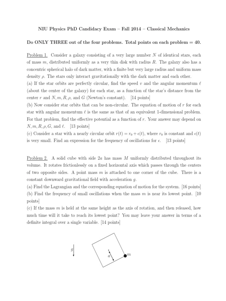 Physics Classical Mechanics PHD Candidacy Exam | PDF | Lagrangian ...