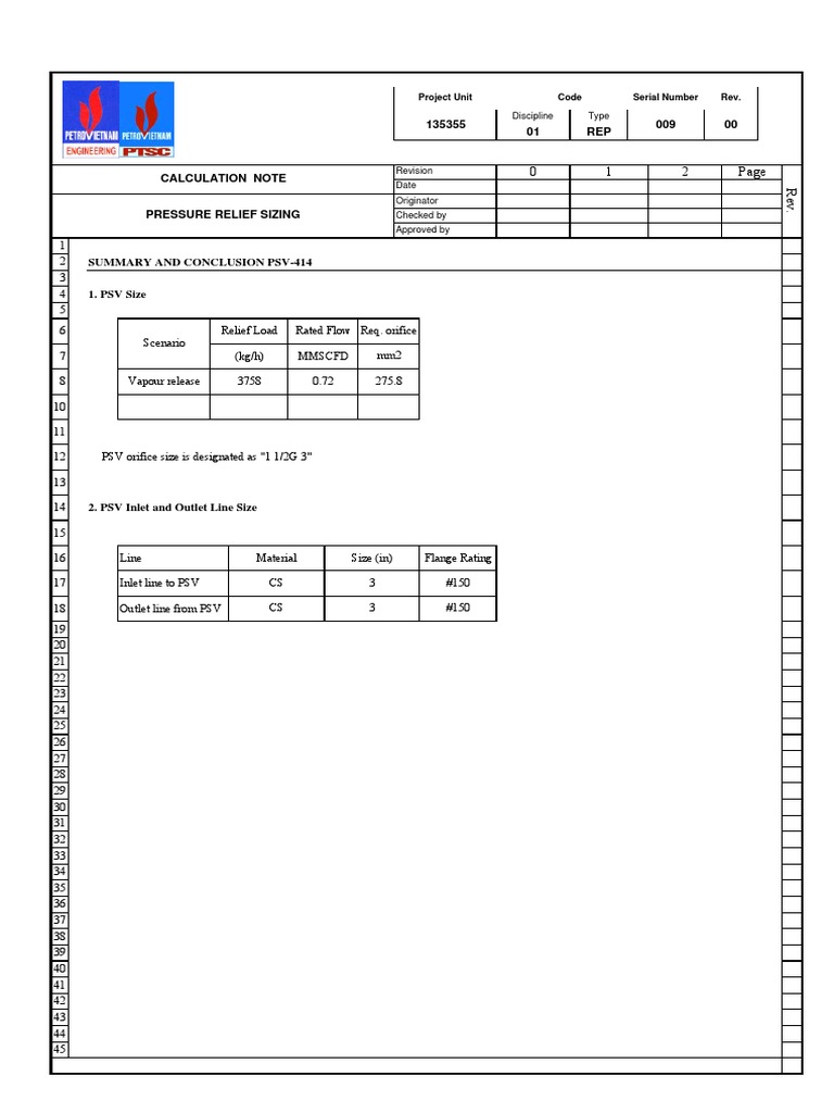 PSV Sizing Psv-414 Update | PDF | Latent Heat | Pressure