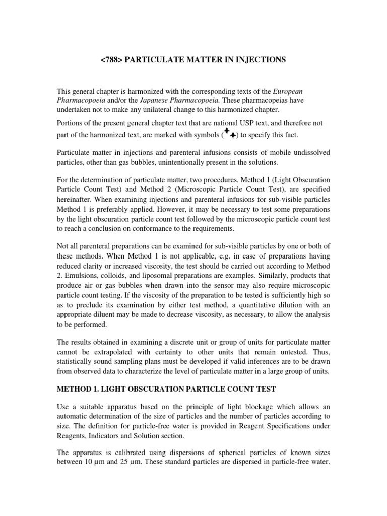 USP 788 Method 2 for Injection Particles | PDF | Filtration | Membrane ...