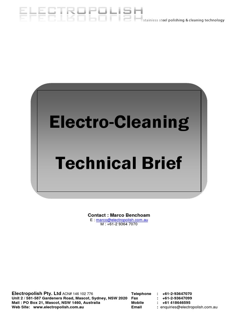 Electrocleaning Technical Brief | PDF | Corrosion | Stainless Steel