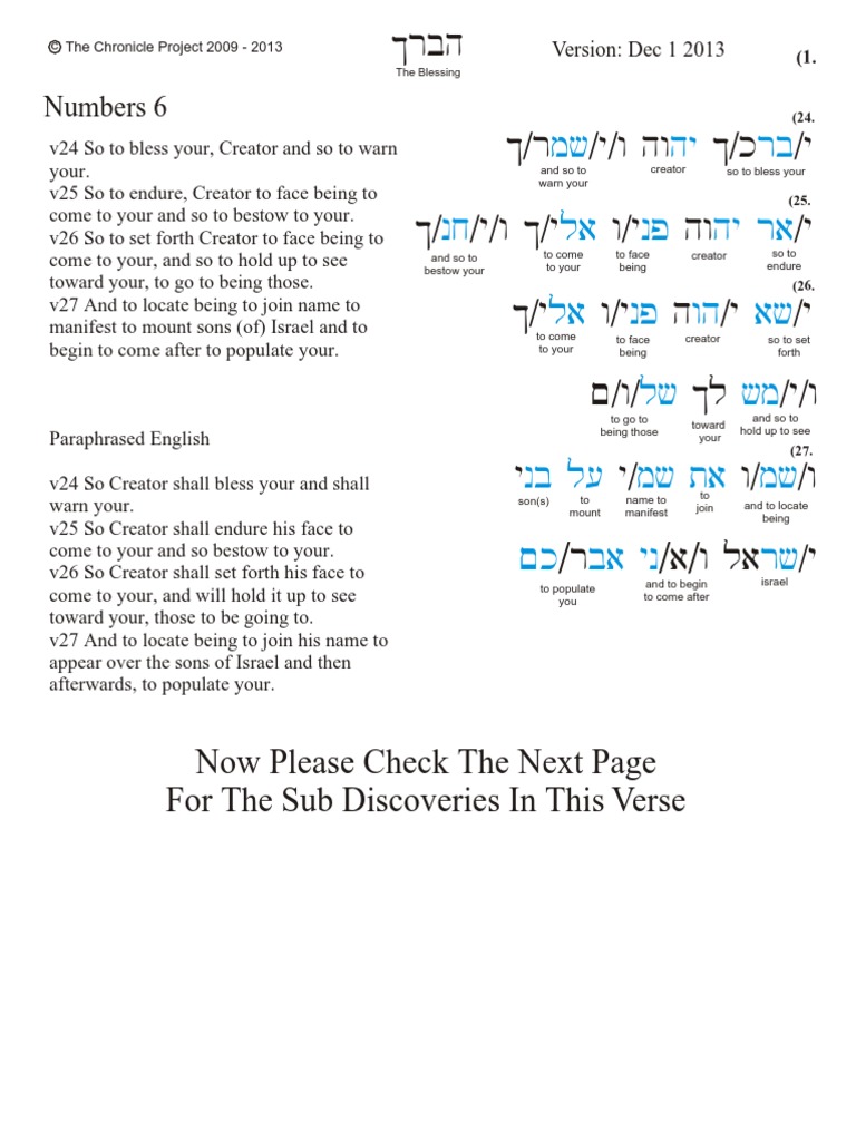 The Priestly Blessing - Numbers 6-24-27 Theblessingmaster | PDF ...
