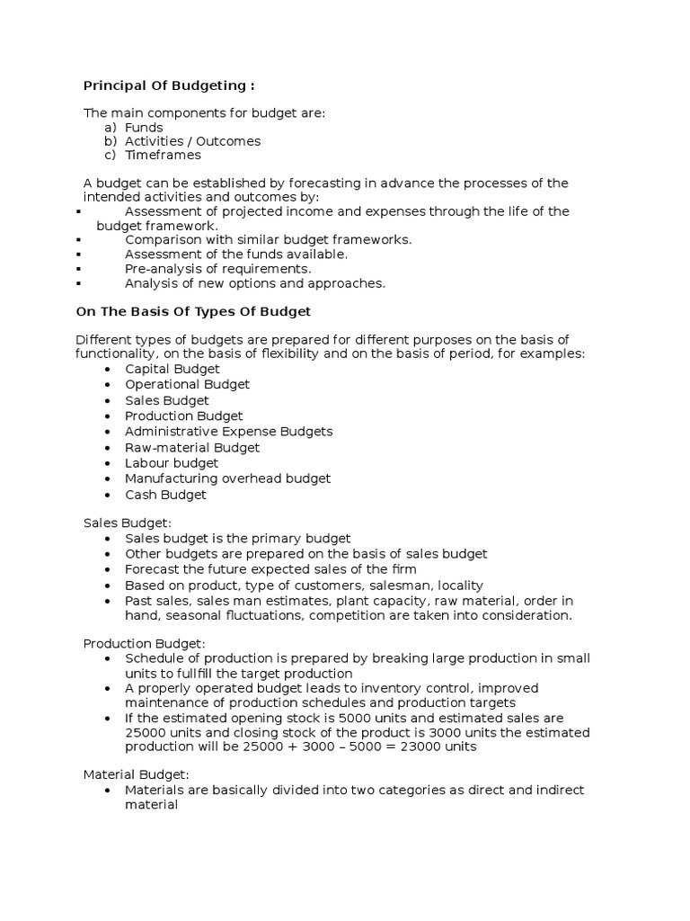 A Comprehensive Guide to Budgeting Principles, Types of Budgets, and ...
