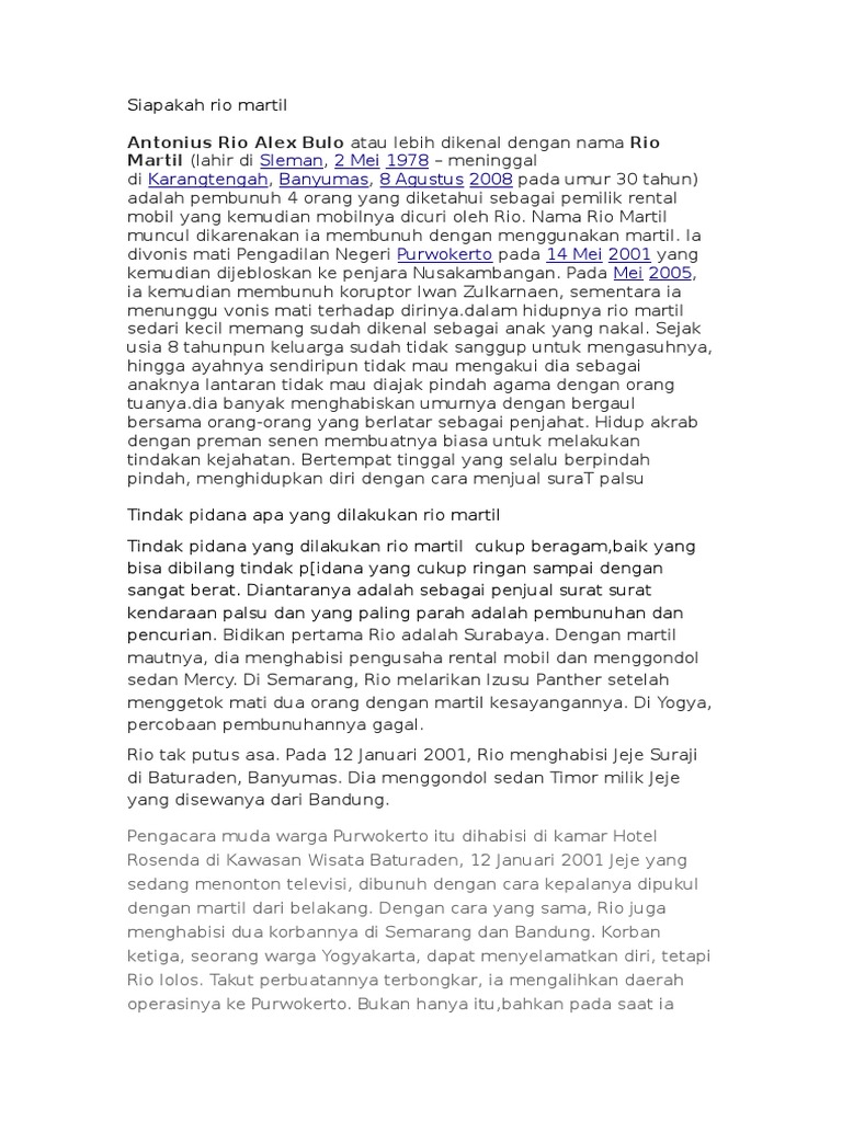 Profil dan Kejahatan Rio Martil | PDF | Politik