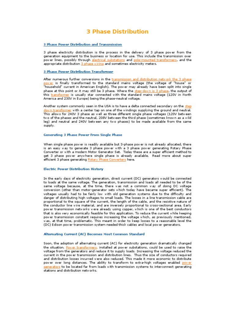 3 Phase Distribution | PDF | Electric Power Distribution | Electric ...