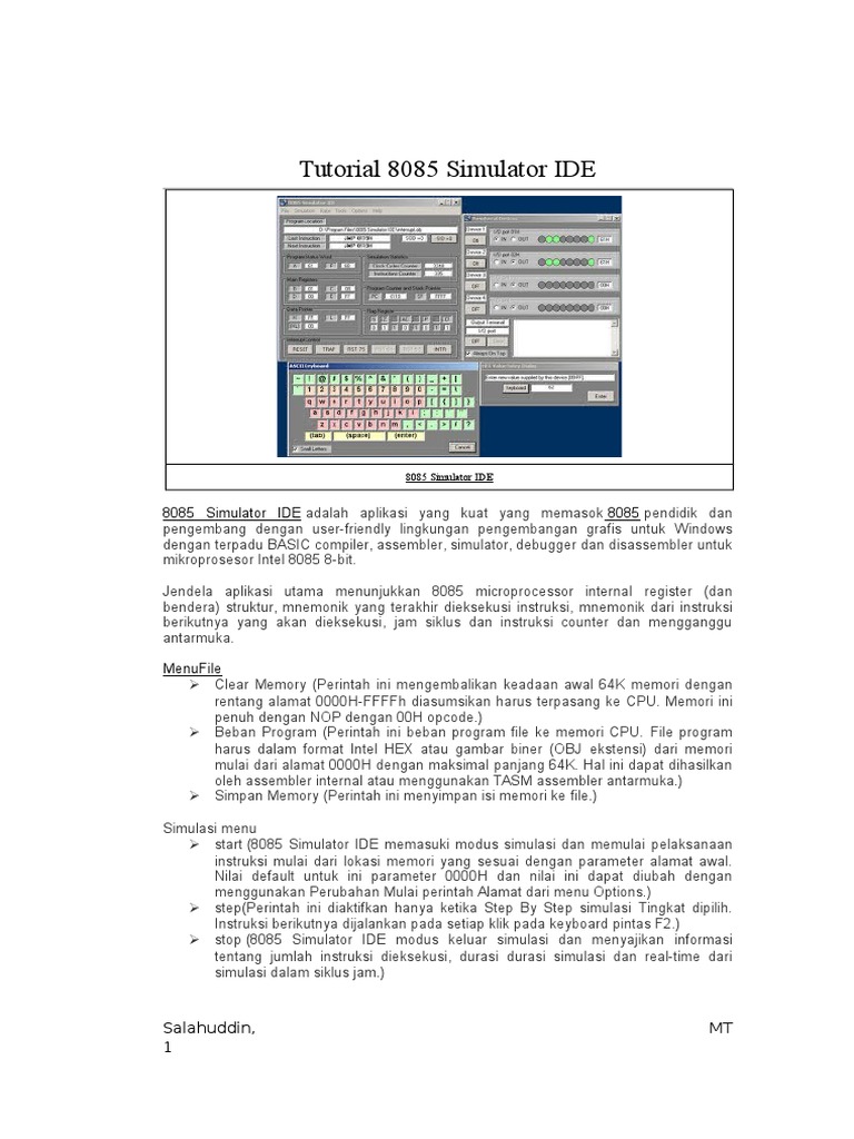 Tutorial 8085 Simulator IDE.. | PDF