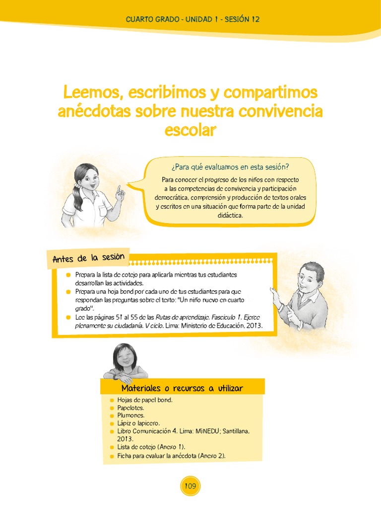 Cuarto Grado U1 Sesion 12 | PDF | Lectura (proceso) | Escritura