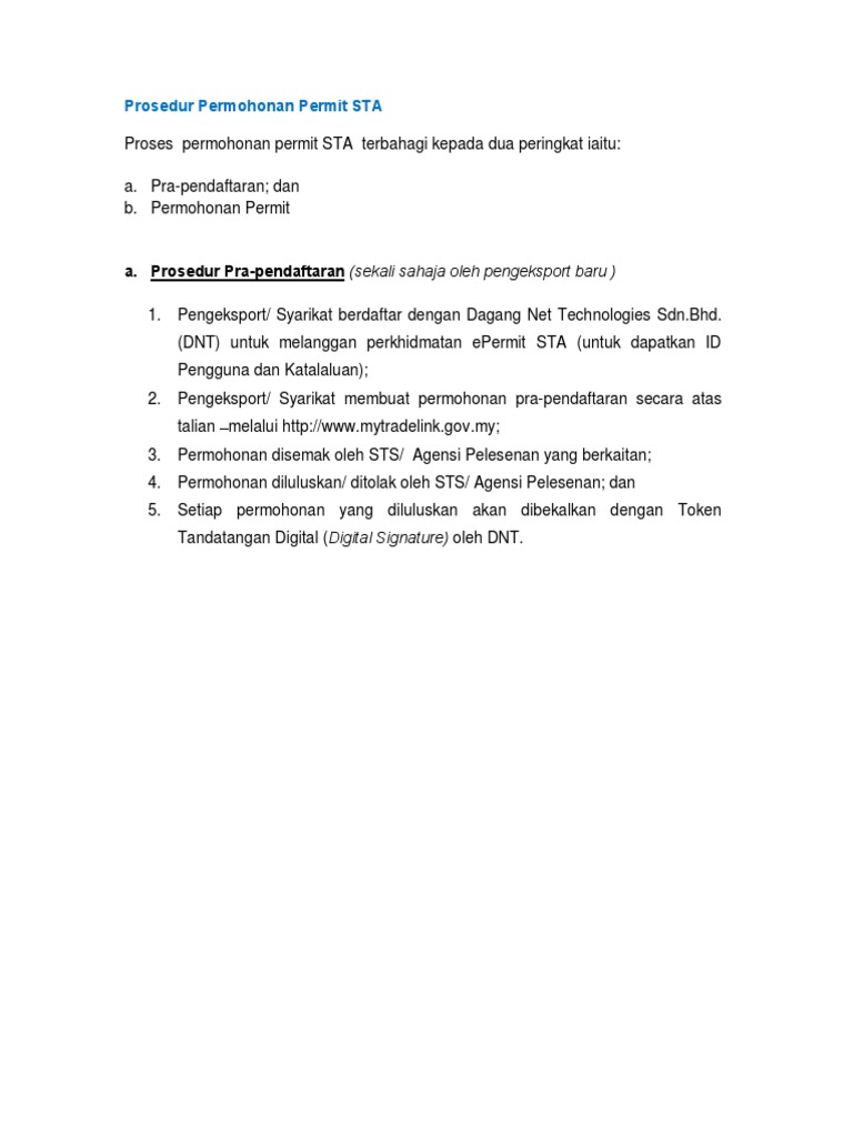 STA Permit Application Procedure | PDF