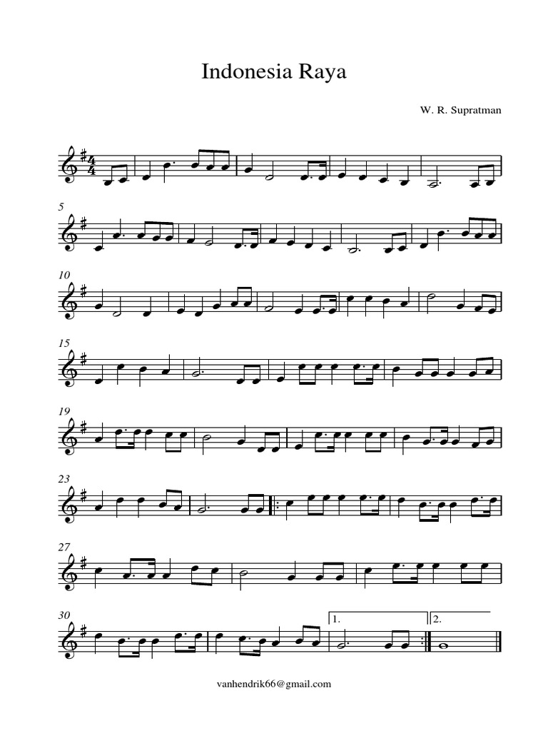 Indonesia Raya Sheet Music Notation | PDF
