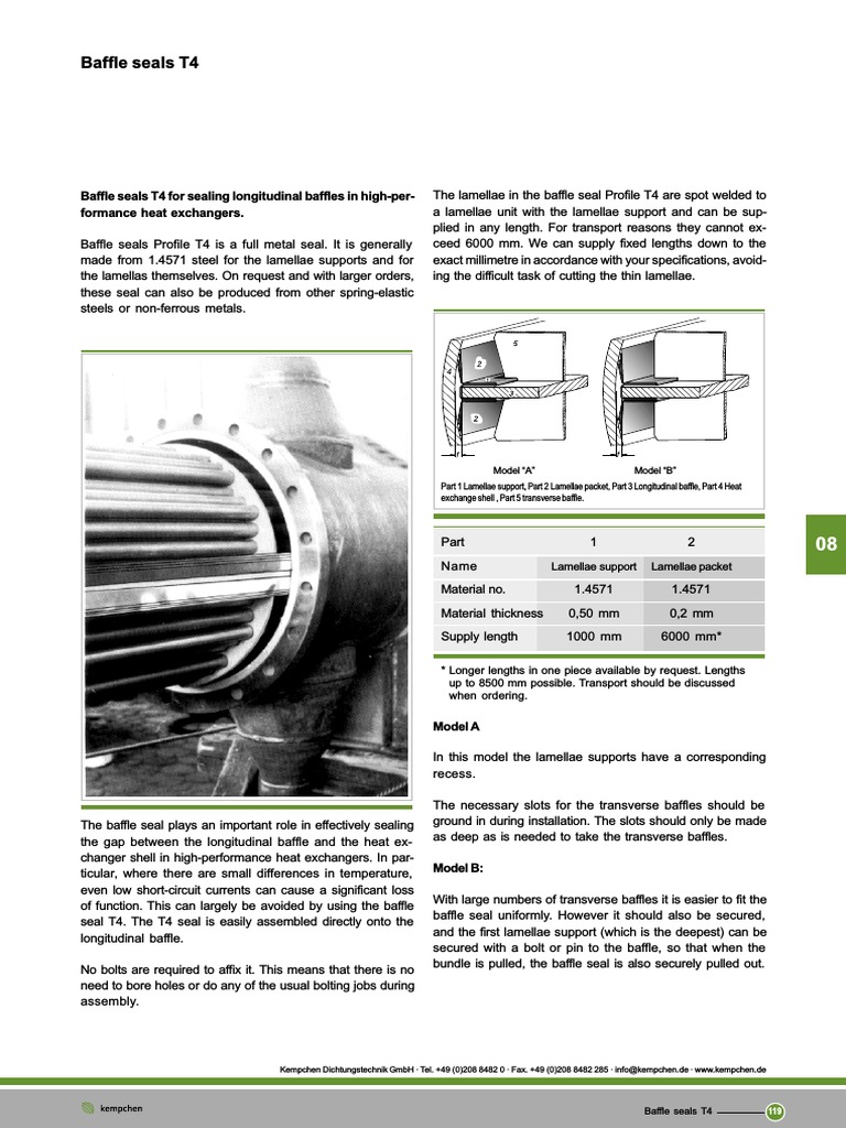 Baffle Seals | Heat Exchanger | Metalworking