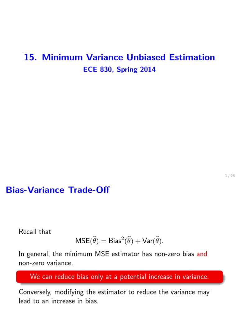 15 Mvue | PDF | Estimator | Bias Of An Estimator