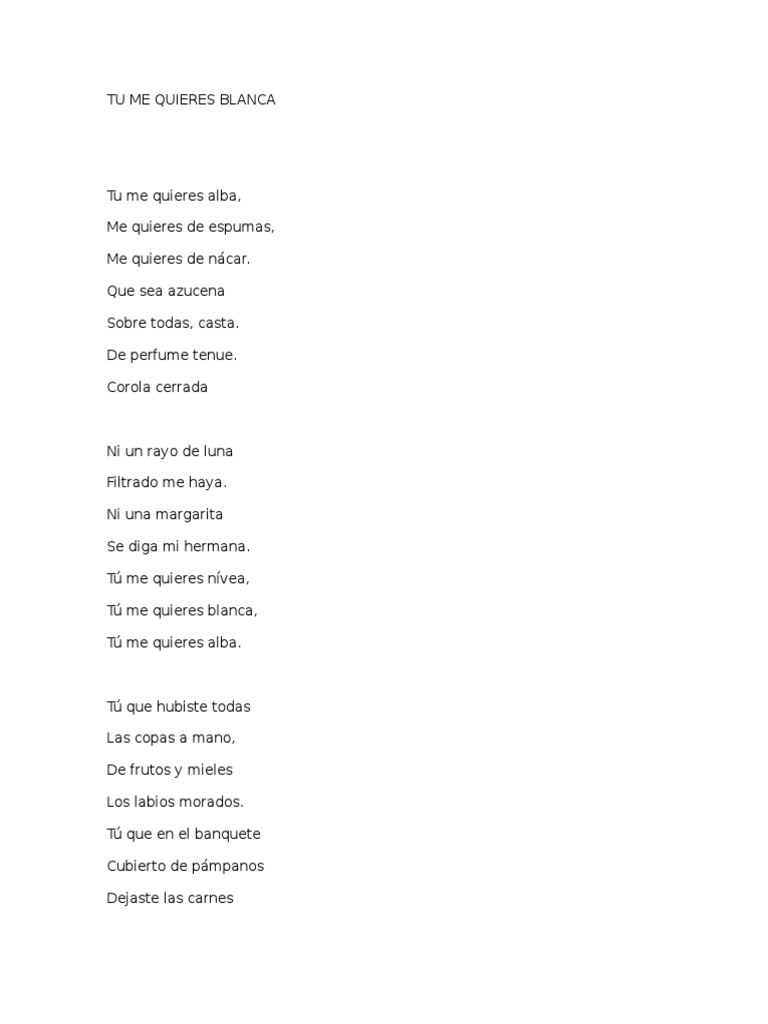 Análisis del poema "Tú me quieres blanca" | PDF