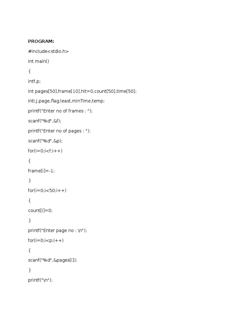LFU Page Replacement Demo | PDF