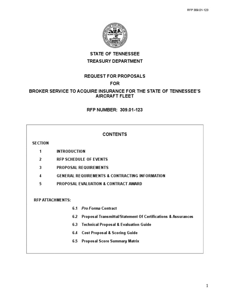 Tennessee Aircraft Insurance Broker RFP | PDF | Request For Proposal ...