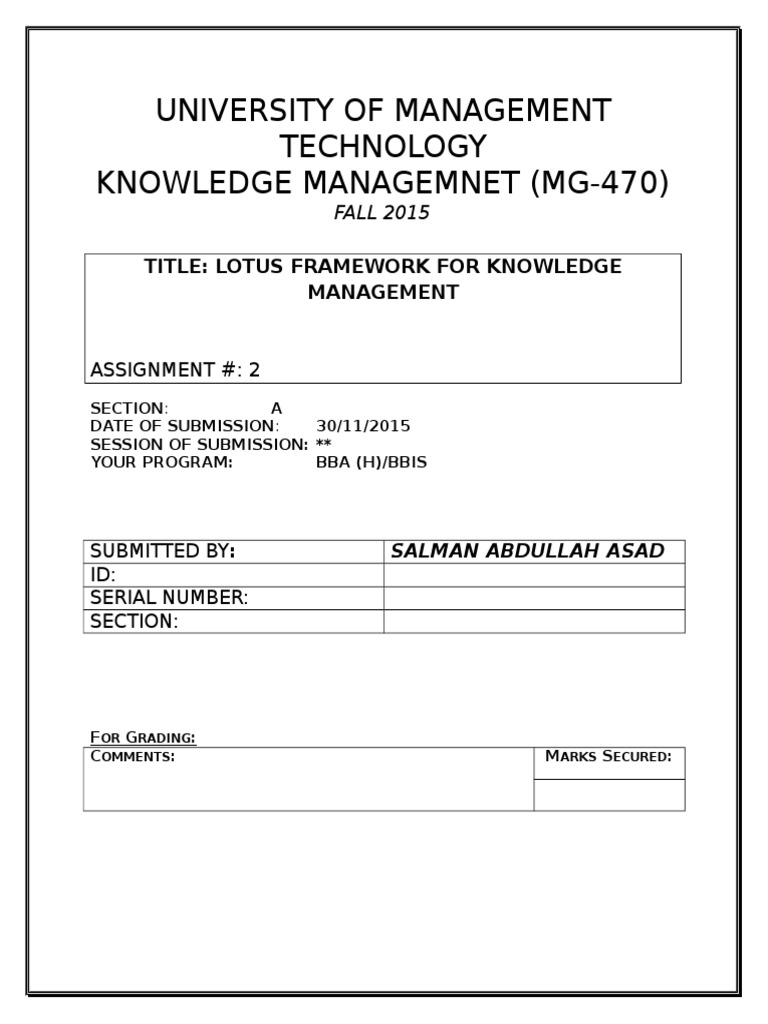 Lotus Framework in Knowledge Management | PDF | Knowledge Management ...