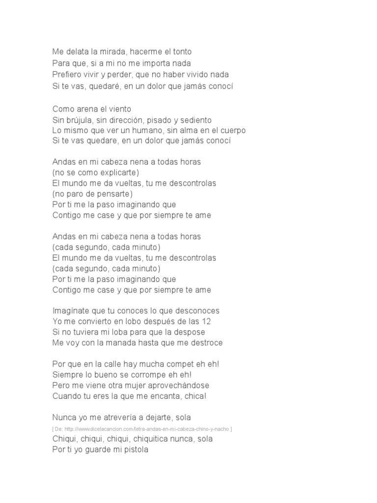 "Andas en mi cabeza: Amor y descontrol" | PDF