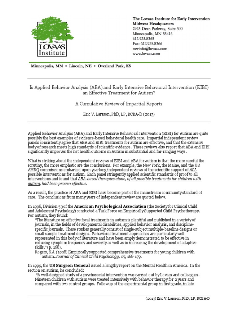 Autism Treatment: ABA & EIBI Efficacy | PDF | Autism Spectrum | Autism
