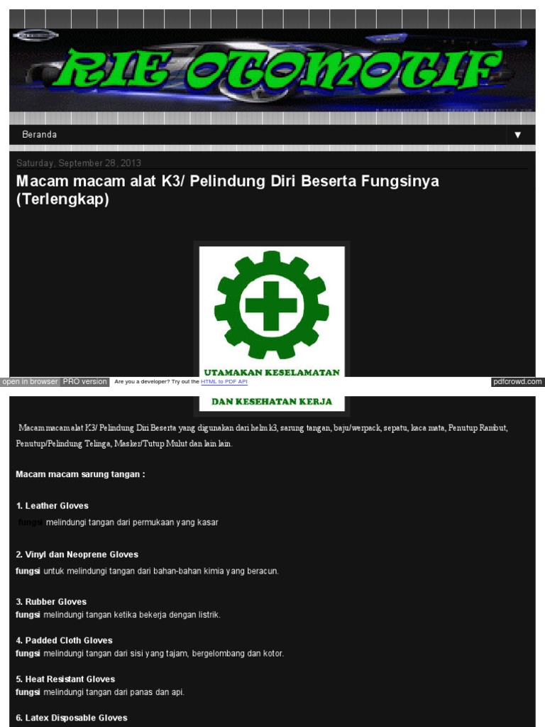 Macam Macam Alat k3 Pelindung Diri | PDF | Griya & Taman