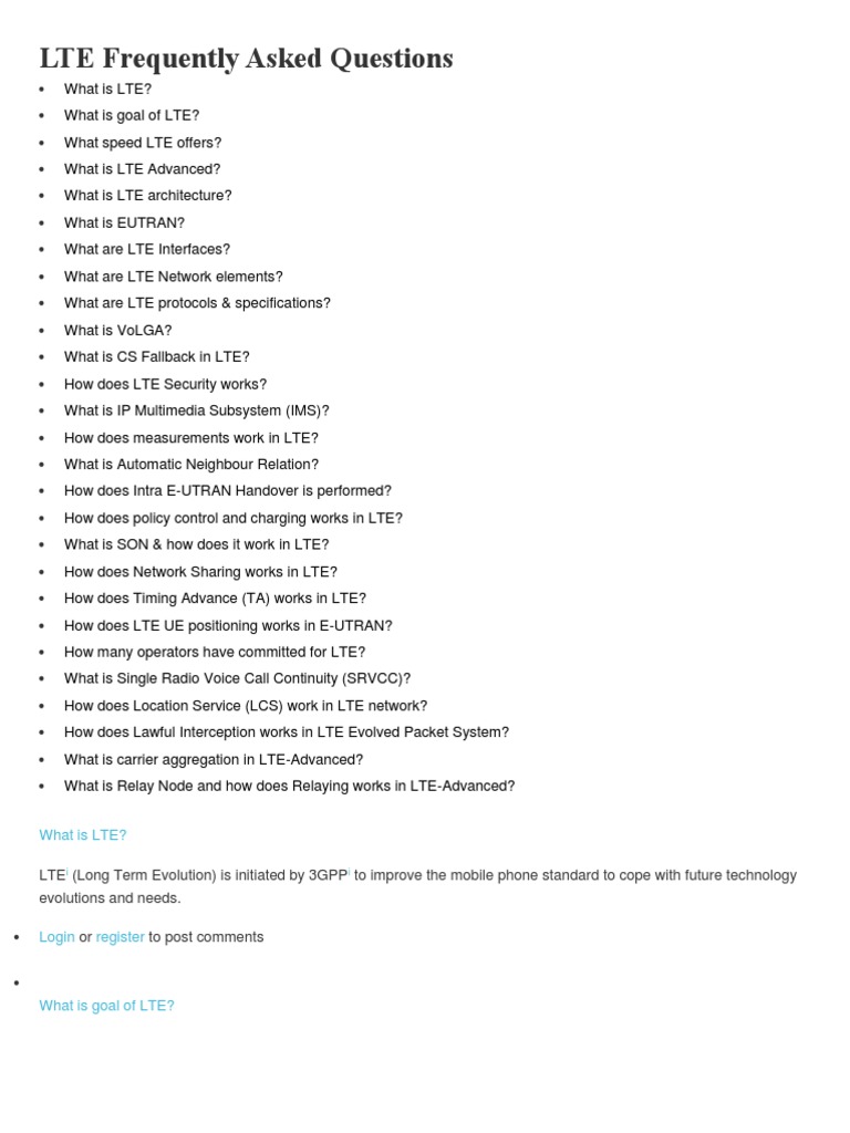 LTE Frequently Asked Questions PDF | PDF