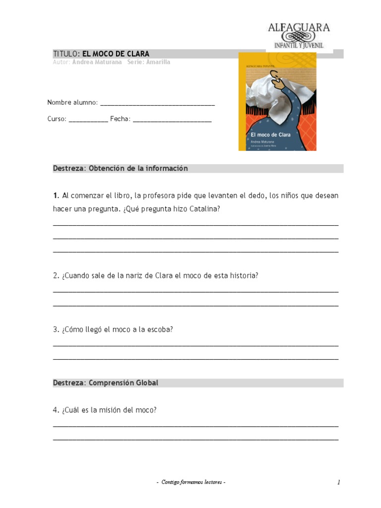 Prueba del libro "El moco de Clara" | PDF
