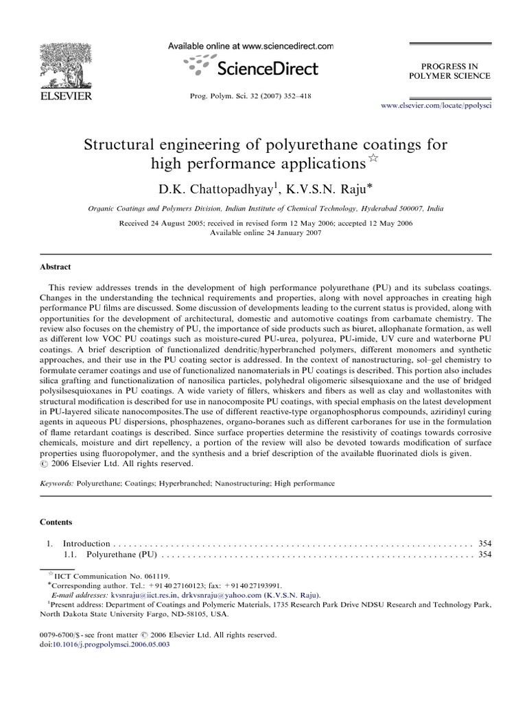 Structural Engineering of Polyurethane Coatings For High Performance ...