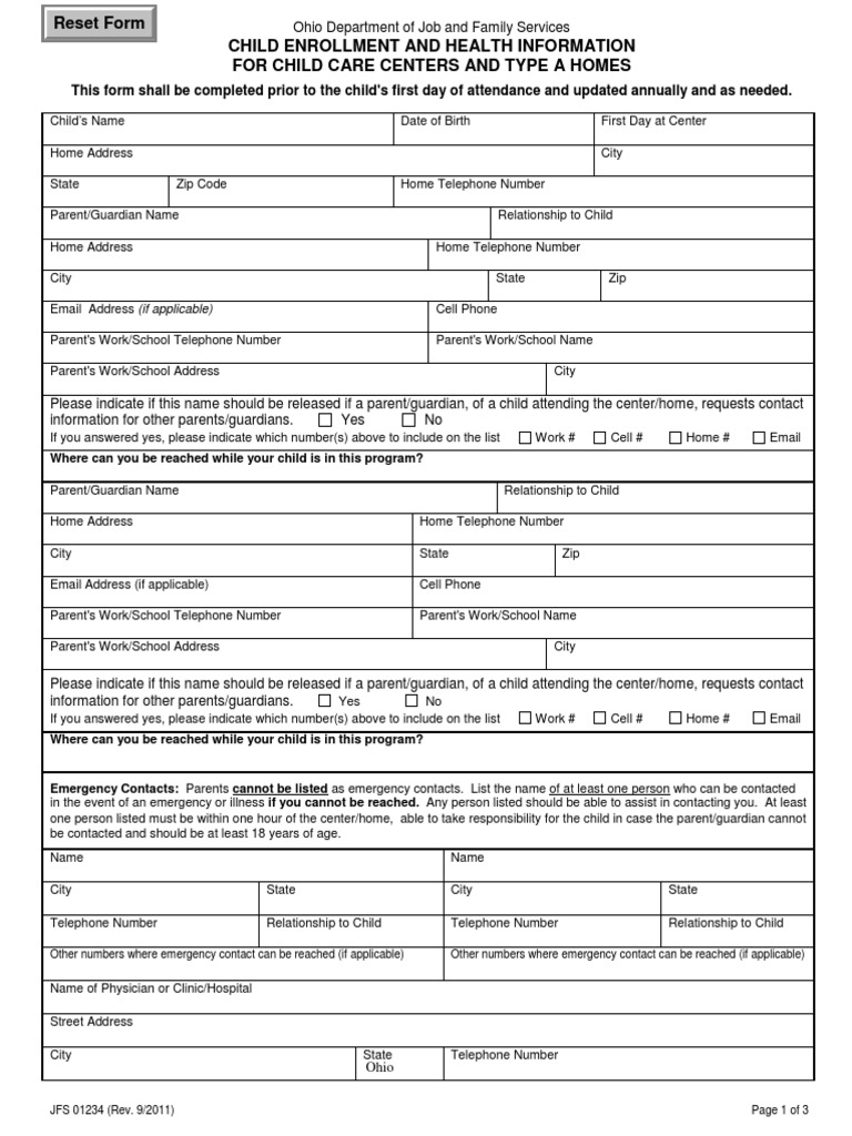 ODJFS Child Enrollment | PDF | Allergy | Pharmaceutical Drug