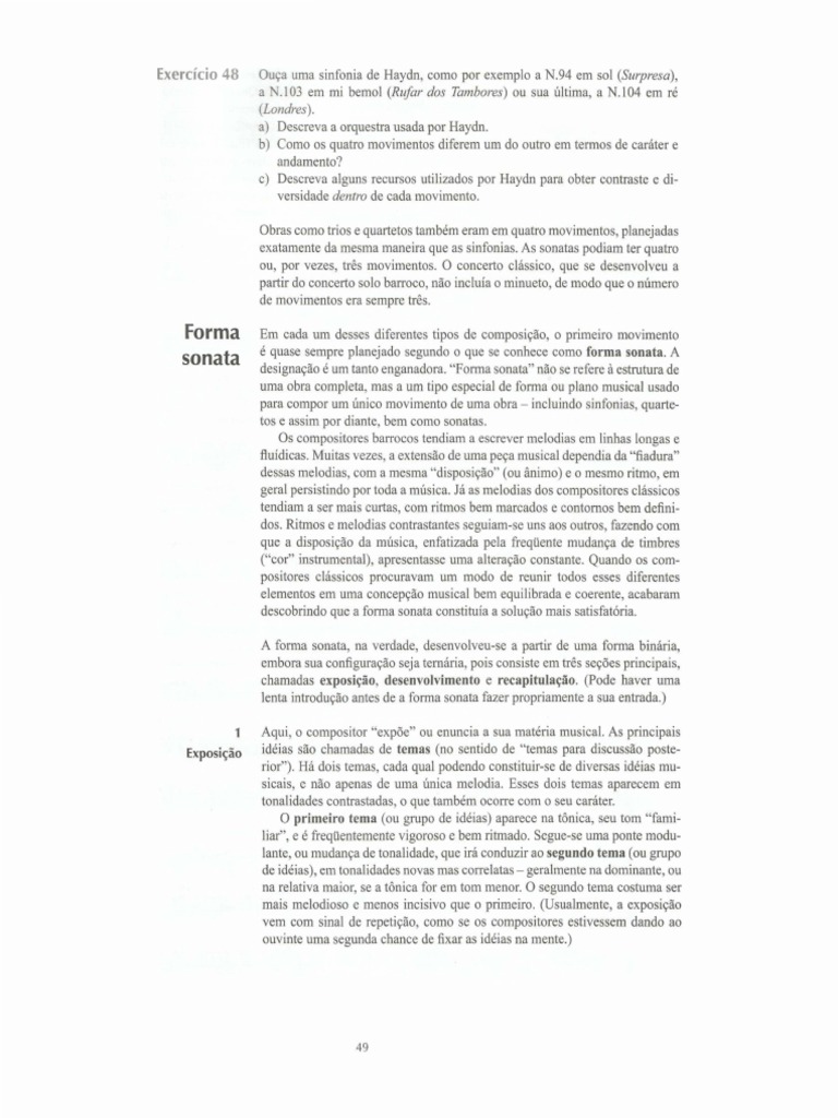 Forma Sonata | PDF | Sinfonia | Elementos da música