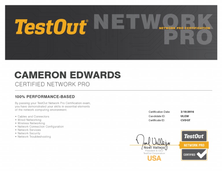 Cameron Edwards Certification Details | PDF