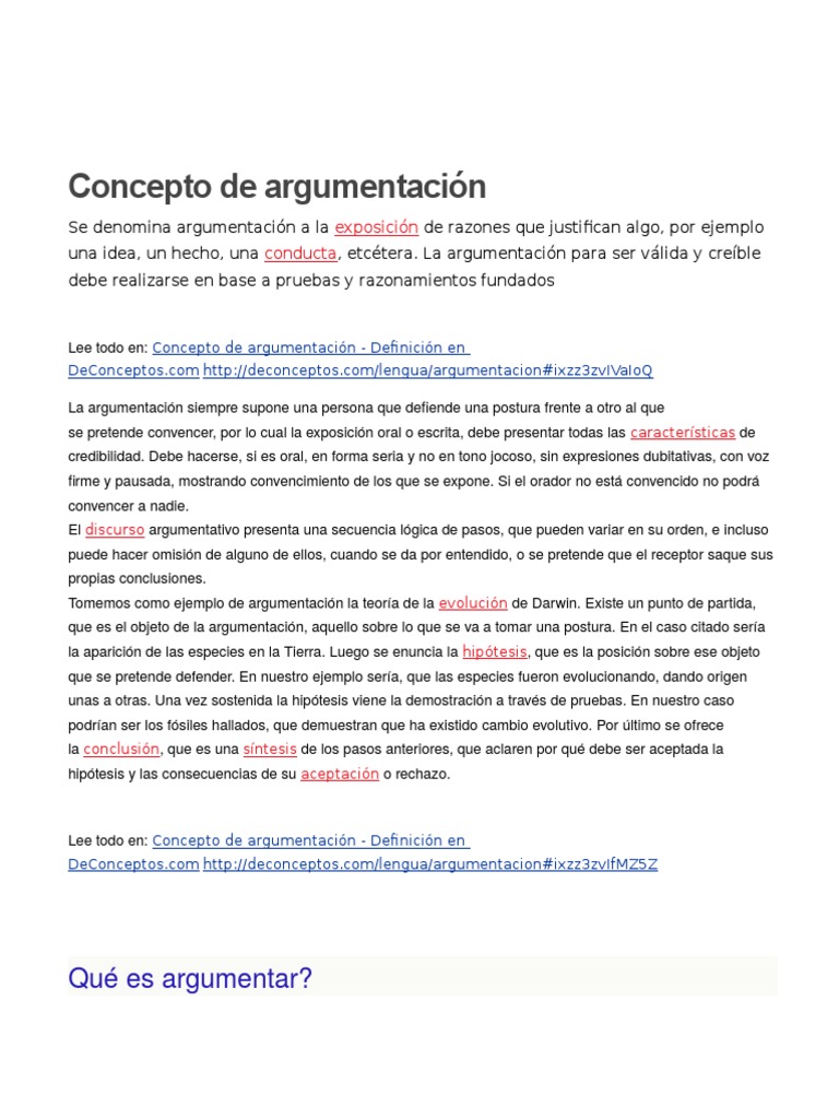 Concepto de Argumentación | PDF | Teoría de la argumentación ...
