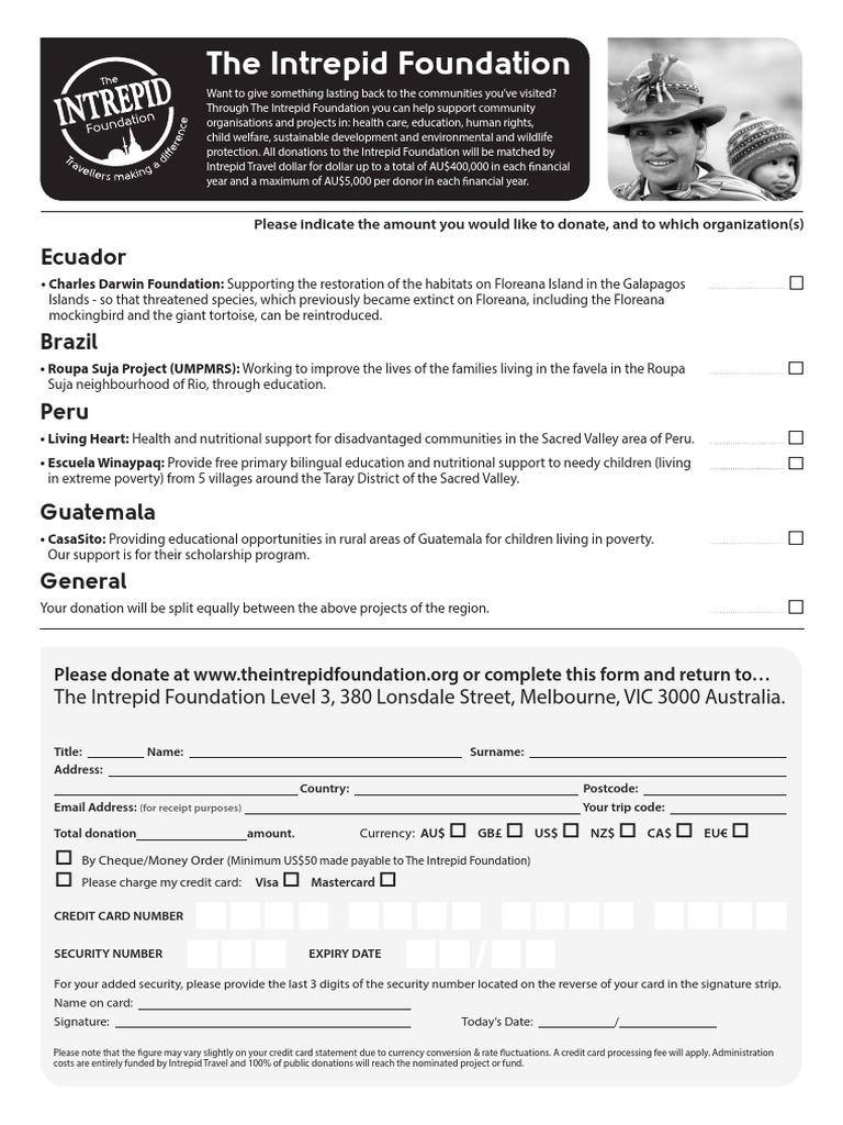 Intrepid Foundation Form | PDF | Credit Card | Society