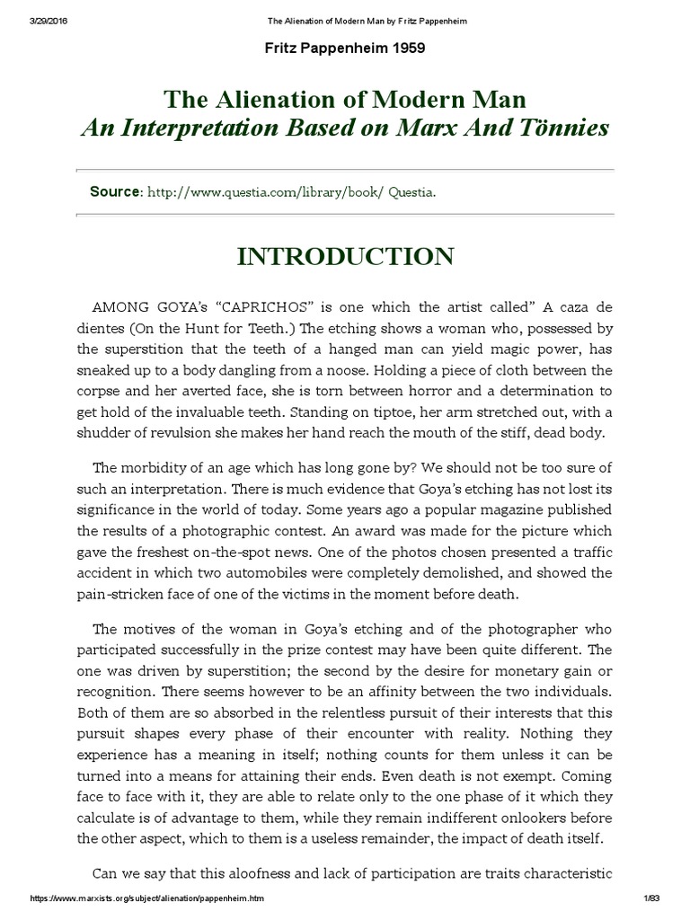 The Alienation of Modern Man by Fritz Pappenheim | PDF | Existentialism ...