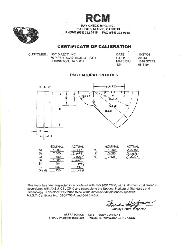 DSC Calibration Block 08-8194 RCM | PDF