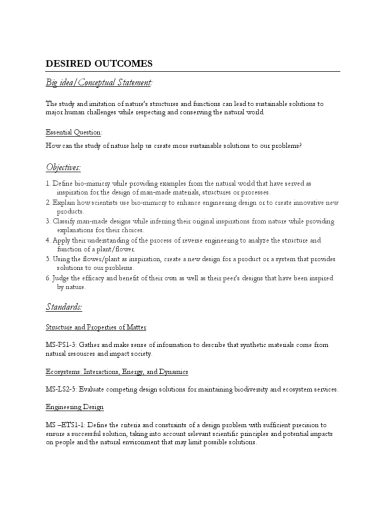 Science Ibl Lesson Plan - Biomimicry | PDF | Engineering Design Process ...