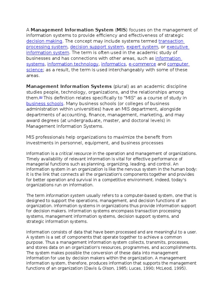 A Management Information System | PDF | Management Information System ...