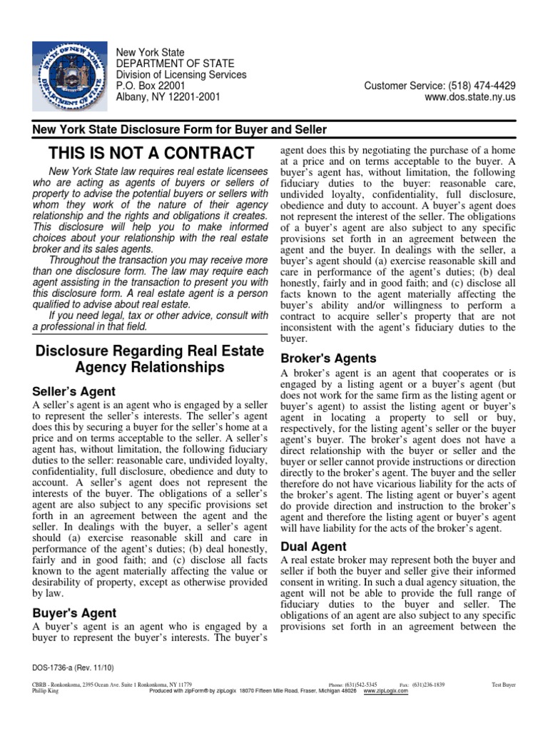 NY Disclosure Form For Buyer and Seller Buyer | PDF | Real Estate ...