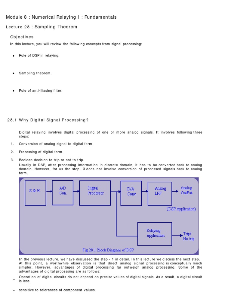 Module 8: Numerical Relaying I: Fundamentals: Sampling Theorem | PDF ...