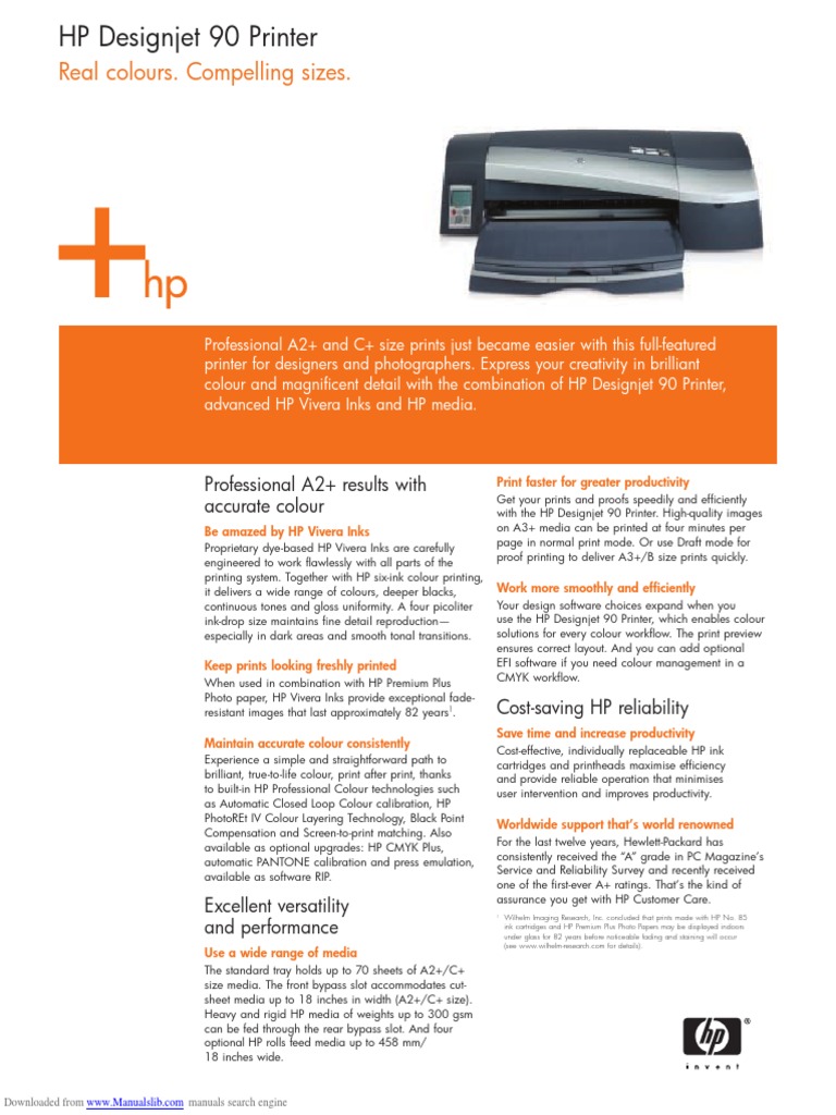 HP Designjet 90 Printer: Real Colours. Compelling Sizes | PDF ...