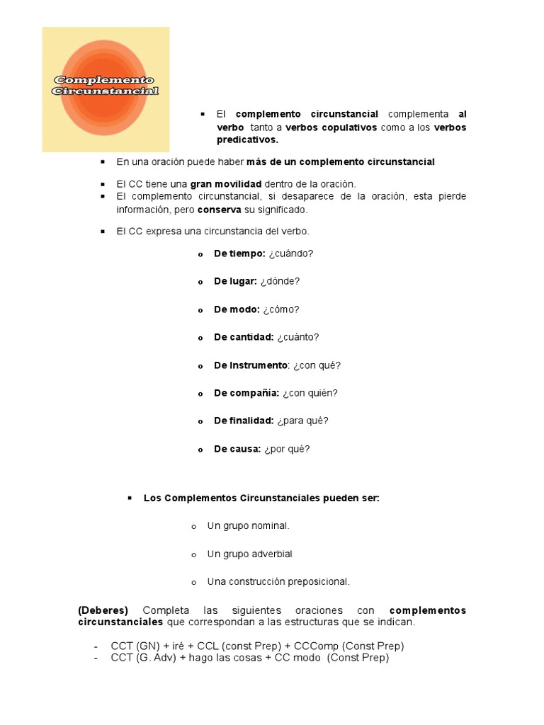Significado del Complemento Circunstancial | PDF