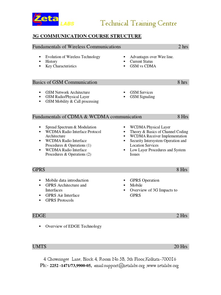 Technical Training Centre: 3G Communication Course Structure | PDF