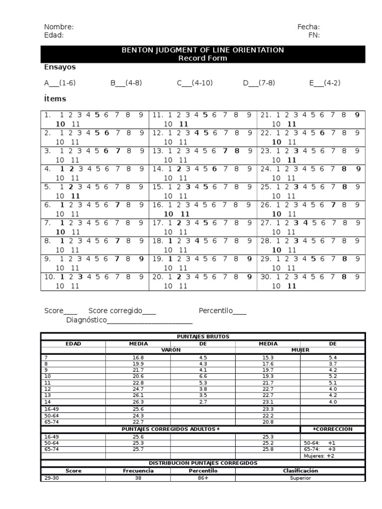 Formulario de Registro: Benton Line Orientation | PDF