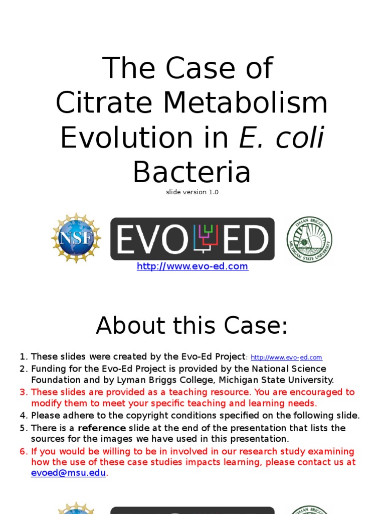 Ecoli Citrate Metabolism Evolution - STD | PDF | Operon | Repressor