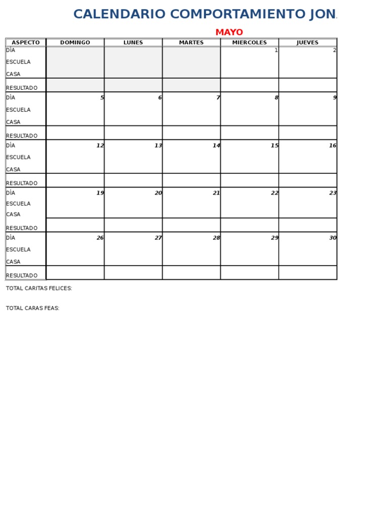 Calendario Comportamiento | PDF