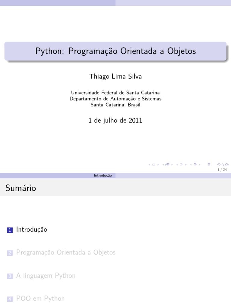 Programação Orientada A Objetos Python | Download grátis PDF | Python ...