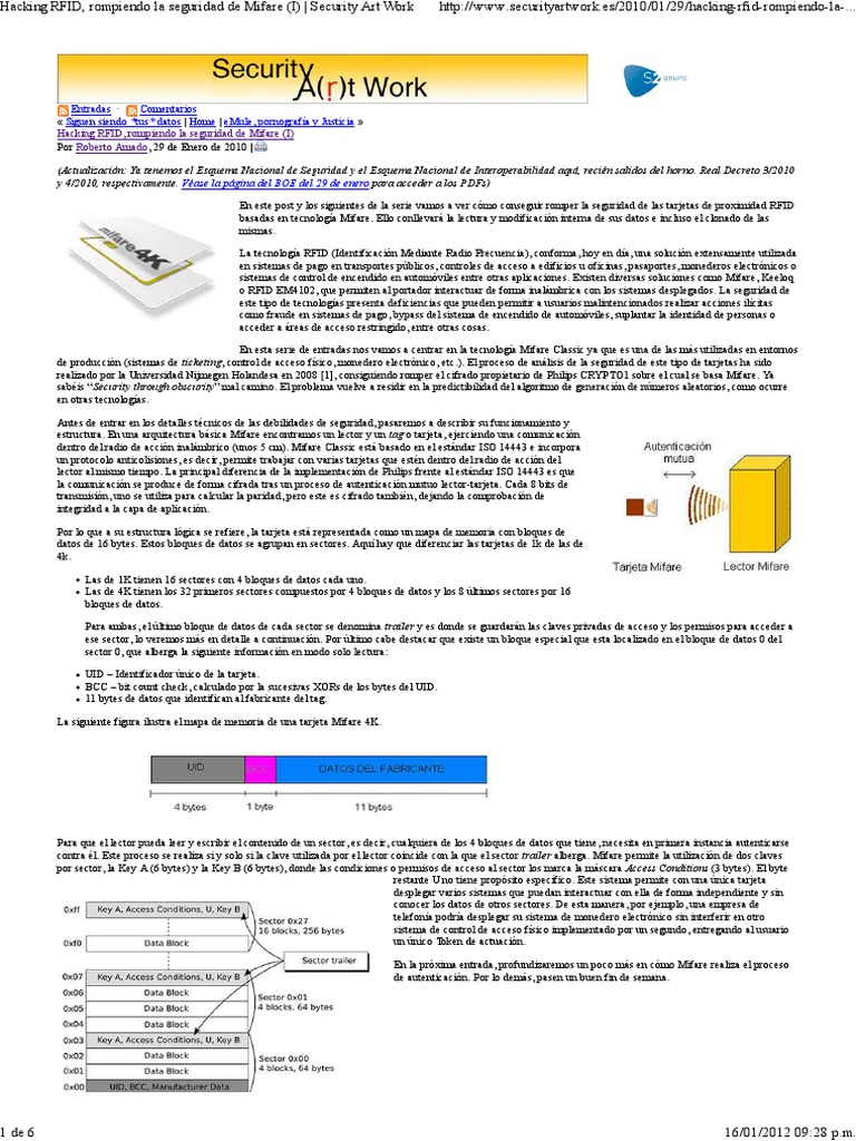 Hacking RFID, Rompiendo La Seguridad de Mifare (I) | PDF | La seguridad ...