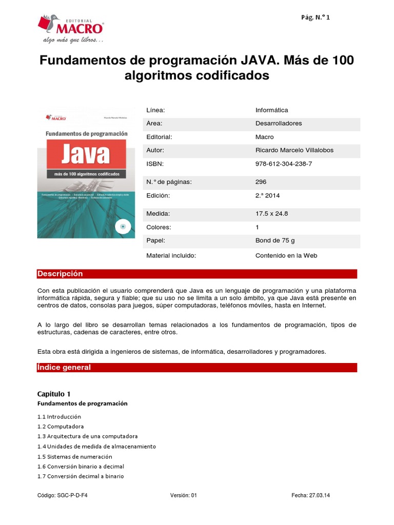 Fundamentos de Programación JAVA PDF | PDF | Programación de ...