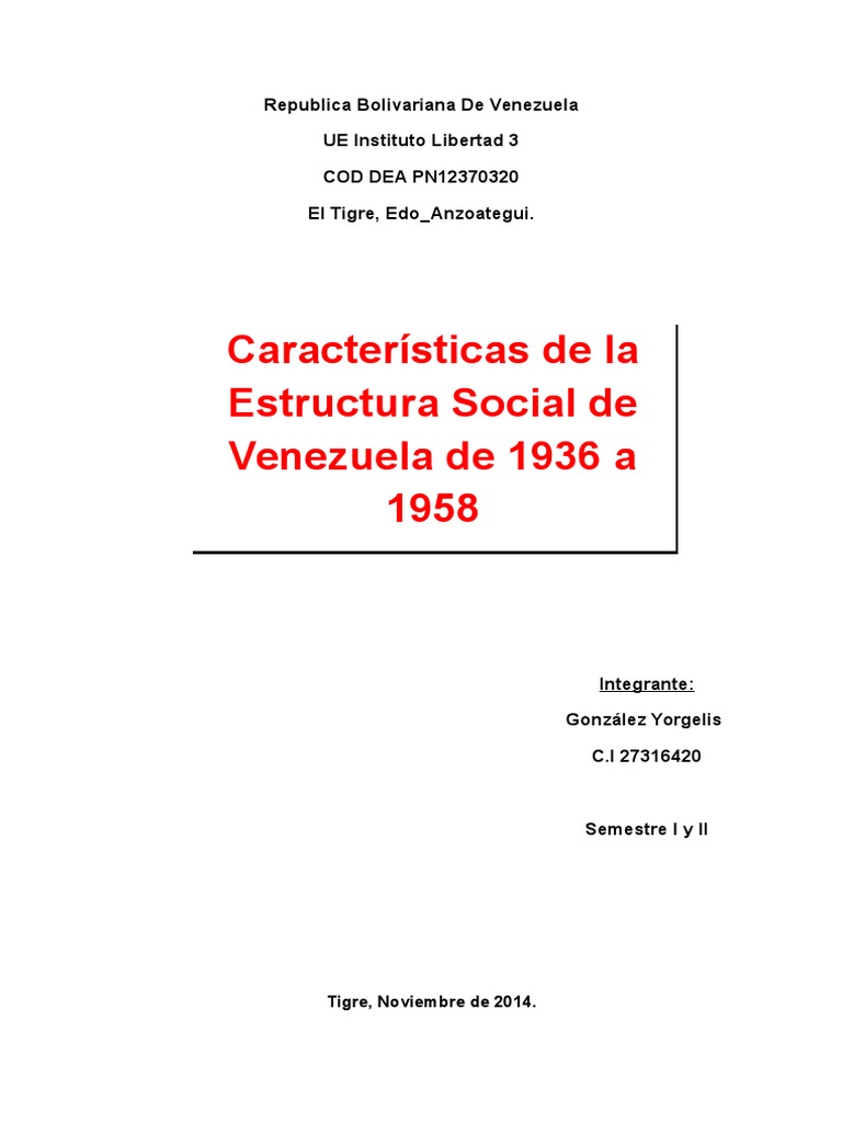 Estructura Social de Venezuela | PDF | Venezuela | Gobierno