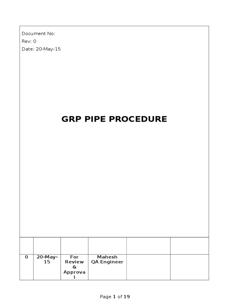 GRP Bonding Procedure | PDF | Adhesive | Personal Protective Equipment