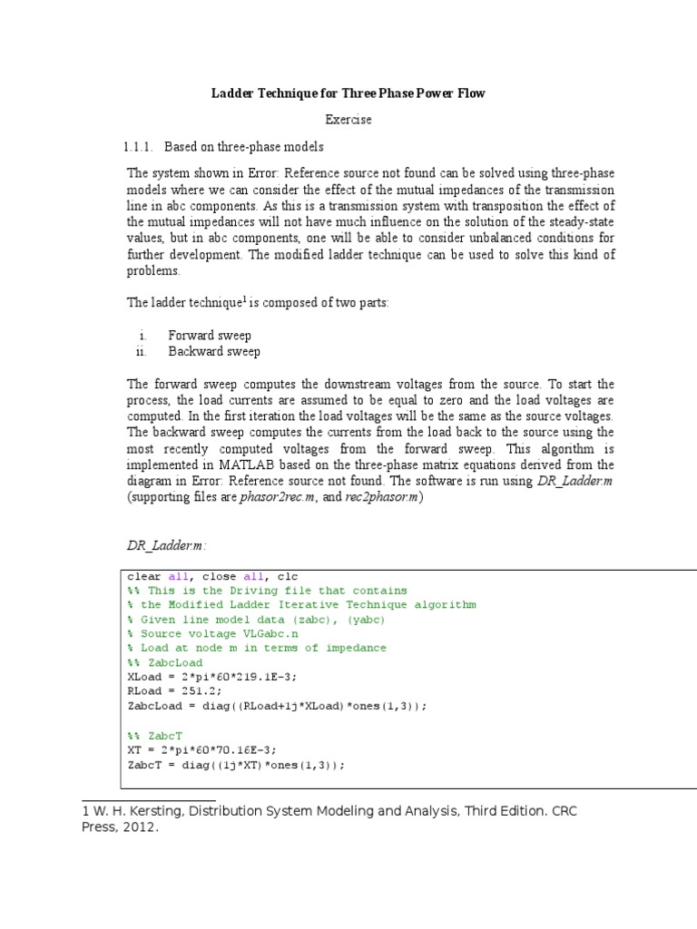 Ladder Technique For Three Phase Power Flow | PDF | Applied Mathematics | Electricity