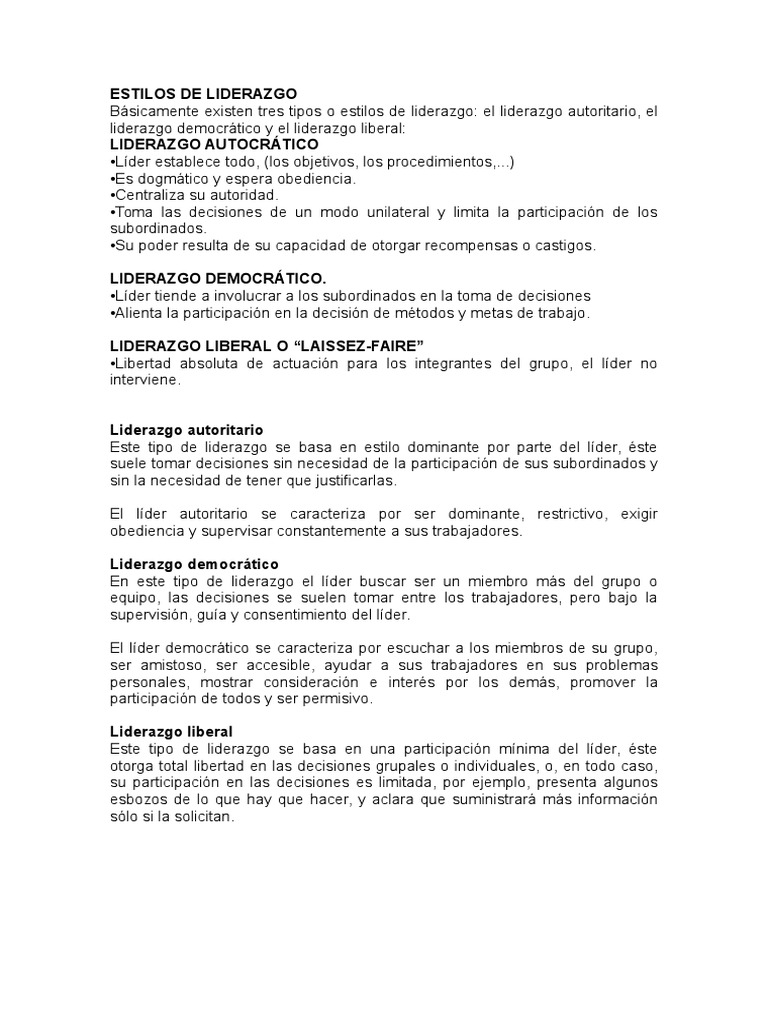 Tipos de Lideres | PDF