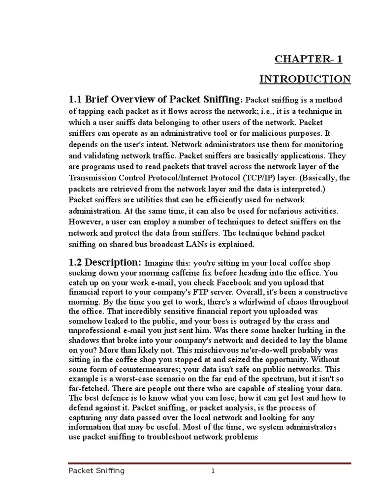 1.1 Brief Overview of Packet Sniffing: Chapter-1 | PDF | Transmission ...