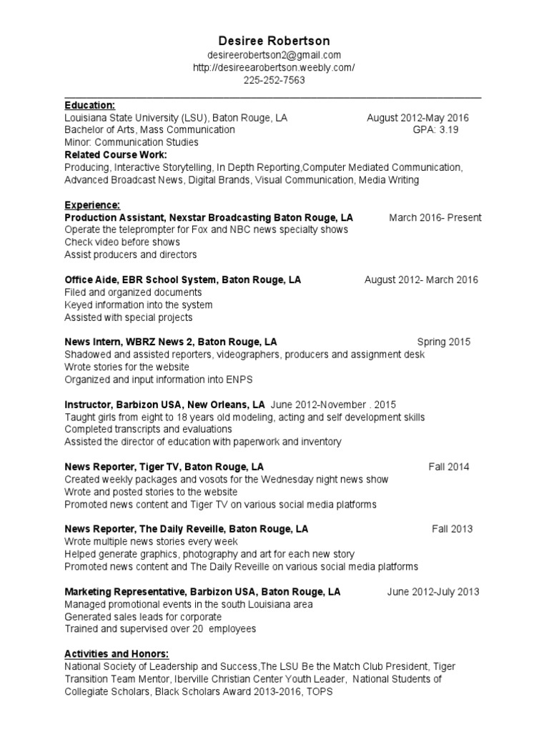 Desiree Robertson's Professional Profile | PDF